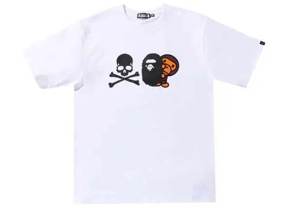 A BATHING APE X Mmj Ape Head & Milo Tee Shirt - White