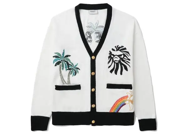 A BATHING APE Ape Head Embroidery Cardigan - White