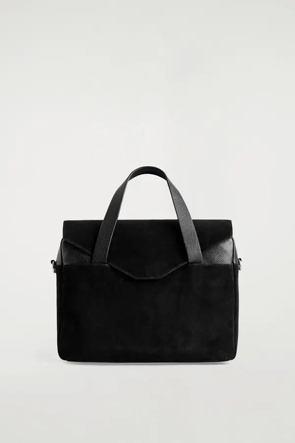 Cos Minimal Suede Briefcase - Black