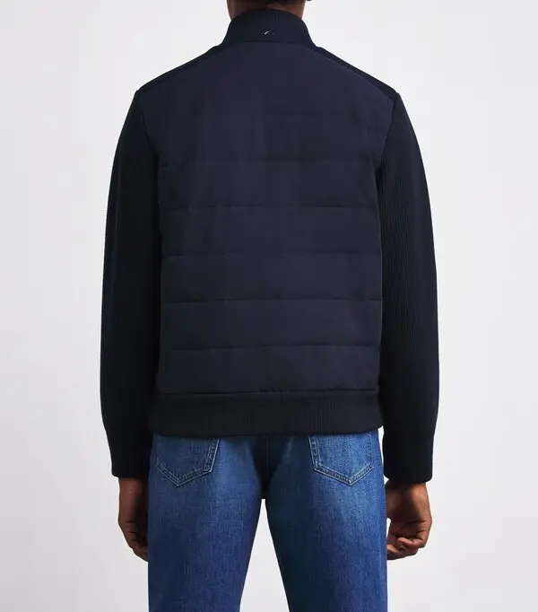 Paul & Shark Wool Panelled Ribbed Zipped Sweater