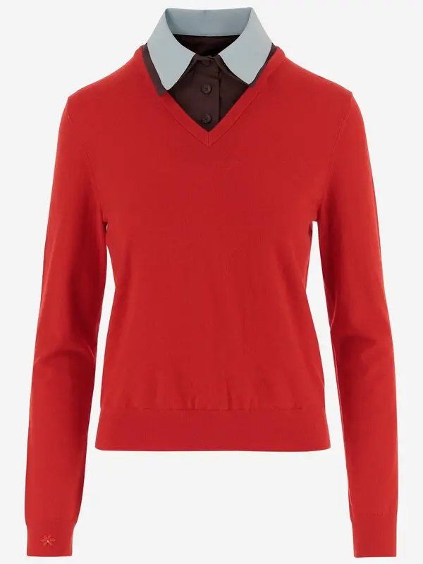 Tory Burch Wool Blend Sweater With Removable Collar