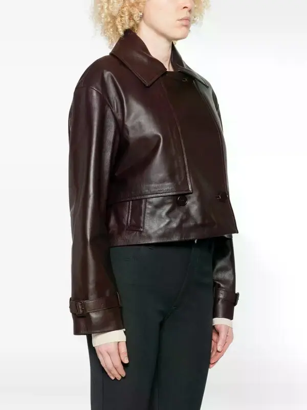 JOSEPH Leather Double-breasted Jacket