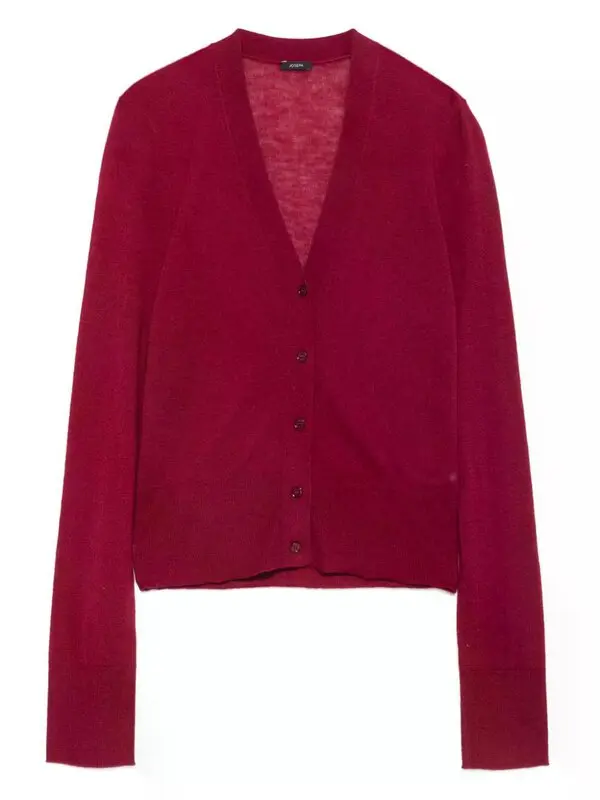 JOSEPH Button-front Long-sleeve Cardigan - Red