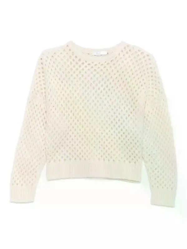 Max Mara Open-knit Long-sleeve Sweater - Neutrals