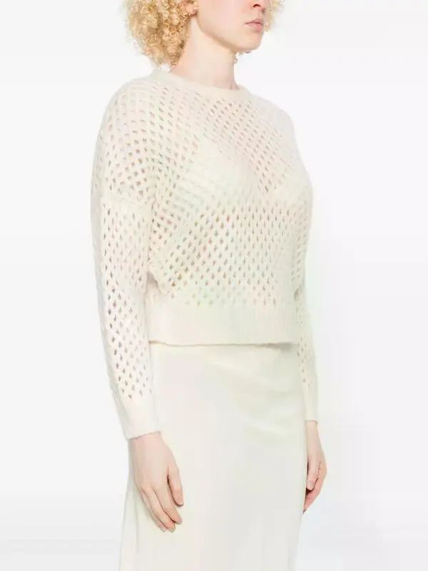 Max Mara Open-knit Long-sleeve Sweater - Neutrals