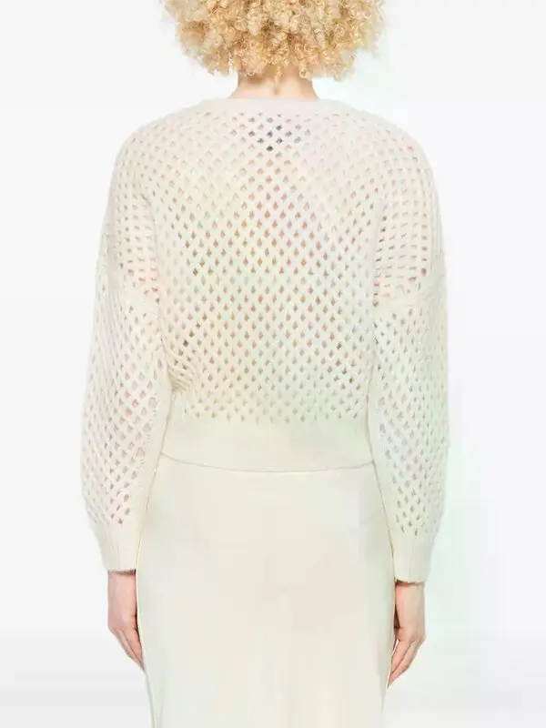 Max Mara Open-knit Long-sleeve Sweater - Neutrals