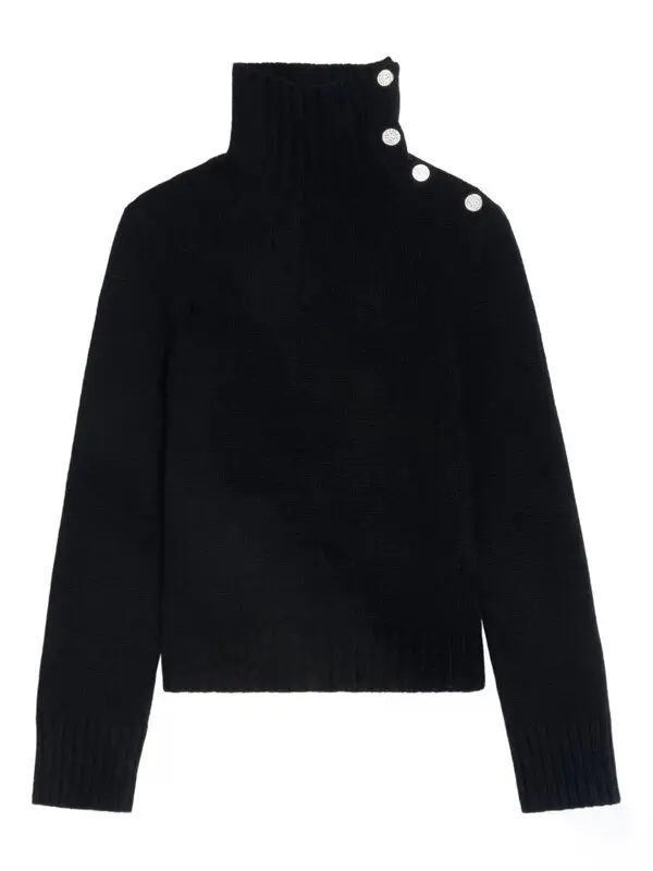 Zadig&Voltaire Embellished Button High-neck Sweater - Blue