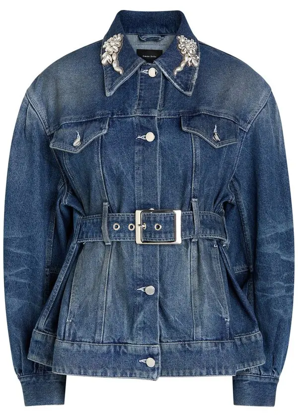 Simone Rocha Embellished Belted Jacket - Denim