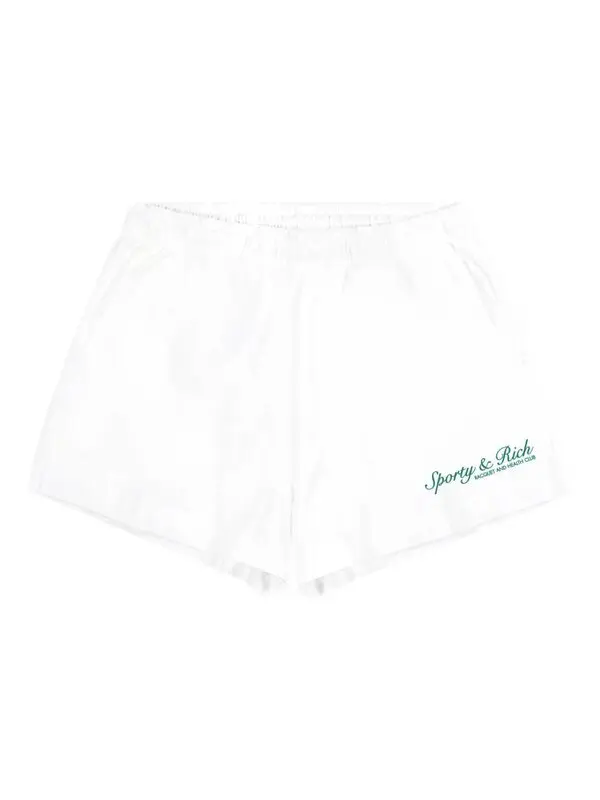 SPORTY & RICH Logo-embroidered Shorts - White