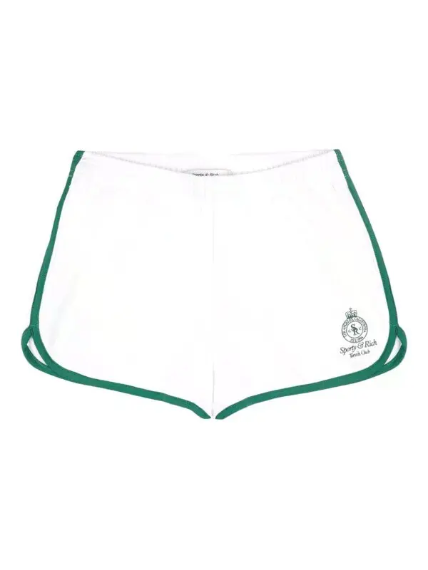 SPORTY & RICH Logo-embroidered Shorts - White