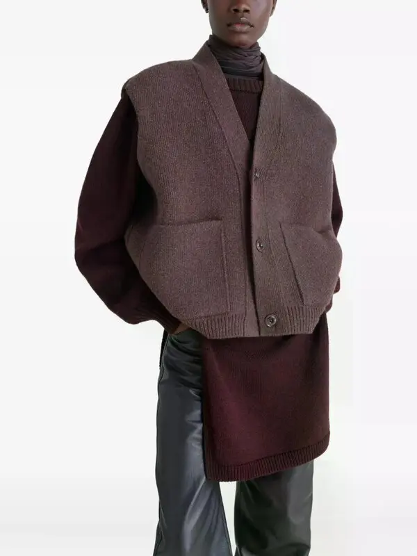 LEMAIRE Maxi Patch-pocket Sleeveless Cardigan