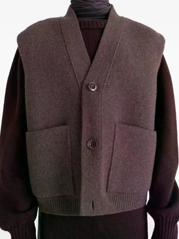 LEMAIRE Maxi Patch-pocket Sleeveless Cardigan