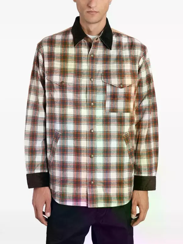 Junya Watanabe Checked Corduroy-paneled Overshirt - Neutrals