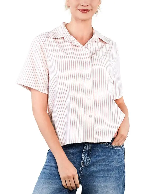 BILLY T Pleated Cropped Shirt