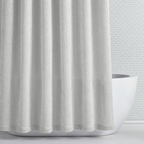 HUDSON PARK COLLECTION Waffle Shower Curtain Exclusive - Grey Slate