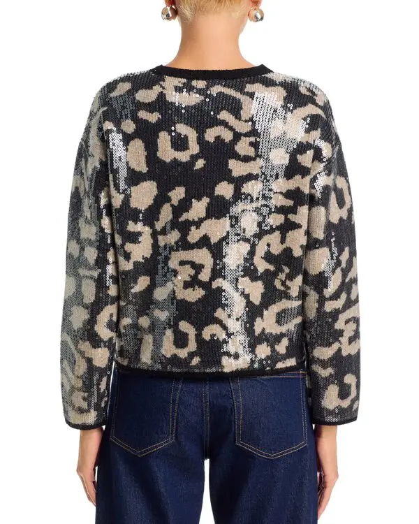 Aqua Sequin Leopard Sweater