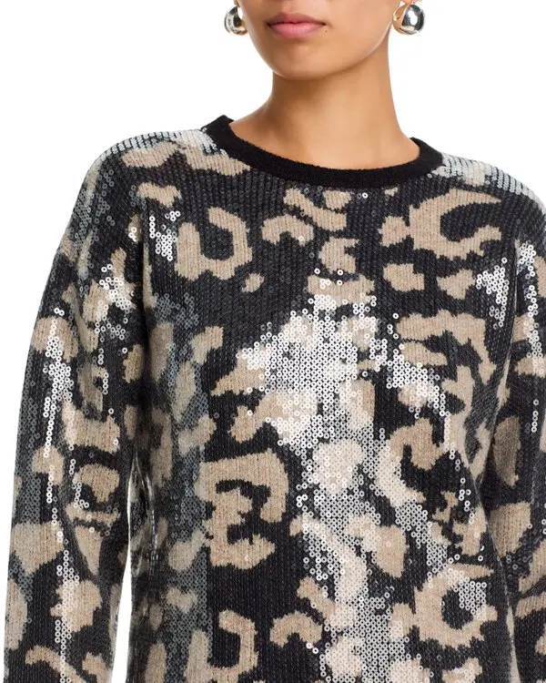 Aqua Sequin Leopard Sweater