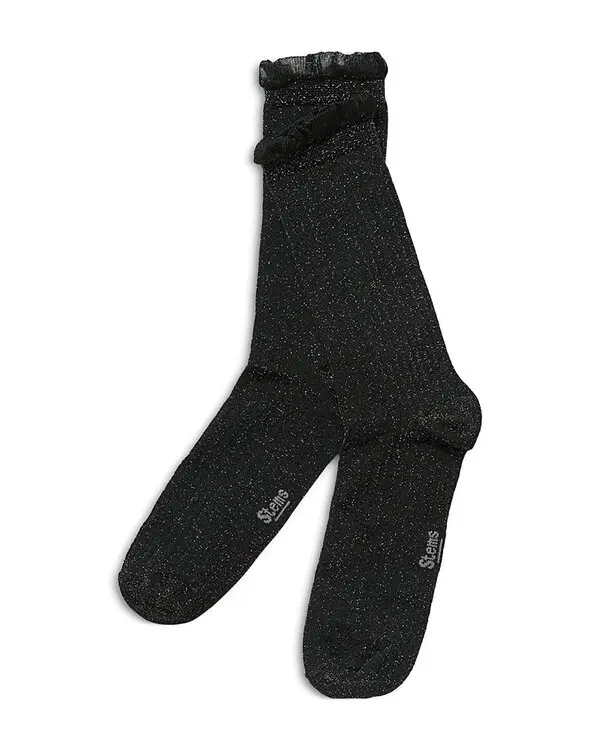 STEMS Metallic Ruffle Socks - Black