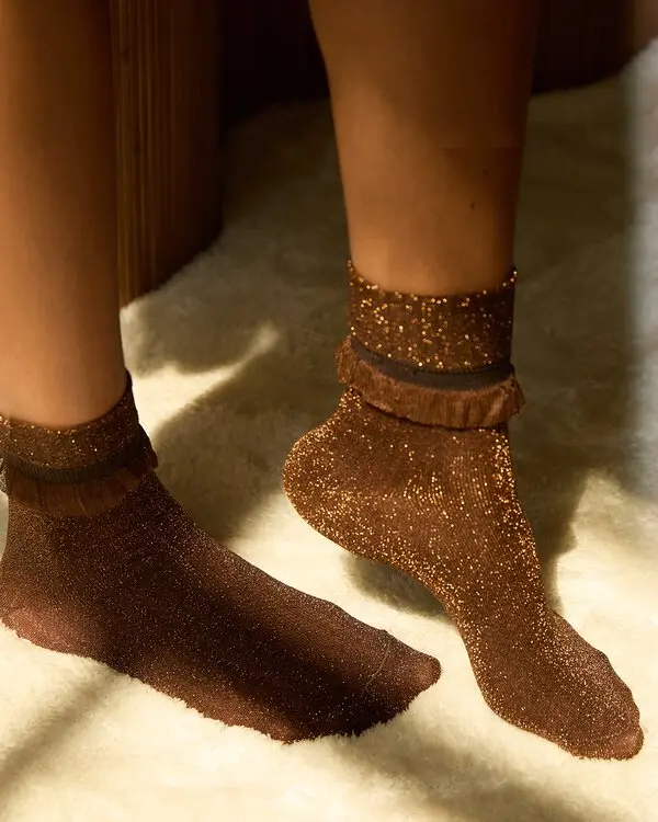 STEMS Metallic Ruffle Socks - Black