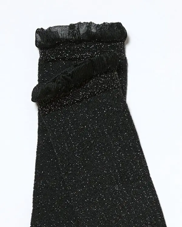 STEMS Metallic Ruffle Socks - Black