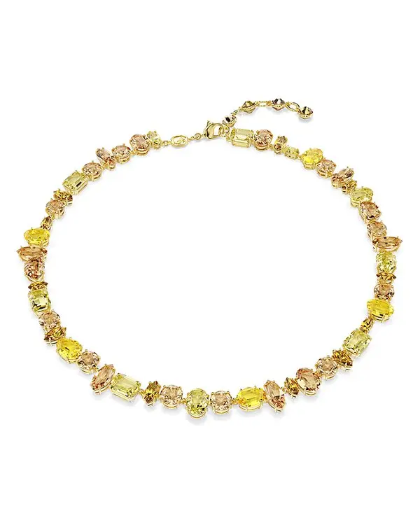 SWAROVSKI Gema Crystal Tennis Necklace - Yellow/gold