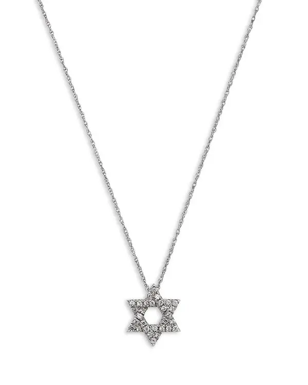 Bloomingdale'S Diamond Star Of David 14k Gold Pendant Necklace - White