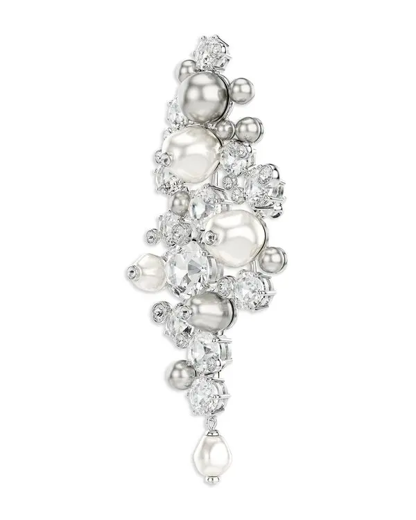 SWAROVSKI Constella Crystal & Faux Pearl Brooch - Silver