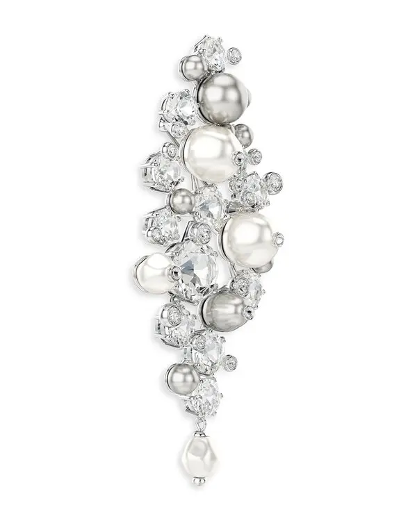 SWAROVSKI Constella Crystal & Faux Pearl Brooch - Silver