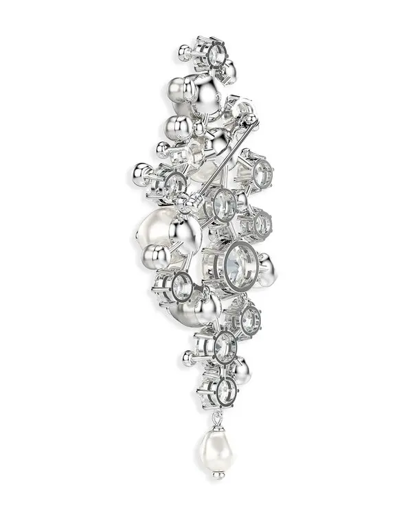 SWAROVSKI Constella Crystal & Faux Pearl Brooch - Silver