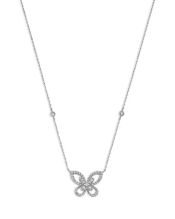 Bloomingdale'S Diamond Butterfly Pendant Necklace 0.30 Tcw - White Gold