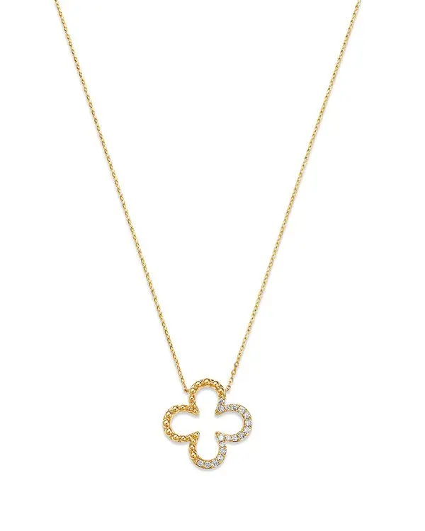 Bloomingdale'S Diamond Clover Pendant Necklace 0.2 Tcw In 14k - Yellow Gold