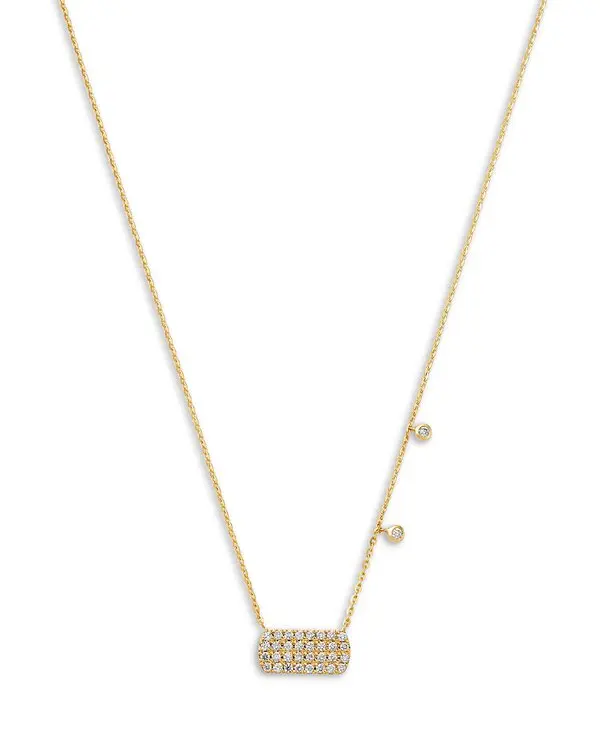 Bloomingdale'S Diamond Pave Rectangular Disc Pendant Necklace - Yellow Gold
