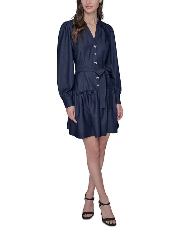 Karl Lagerfeld Paris Denim Shirt Dress In Indigo - 75% Off | Editorialist