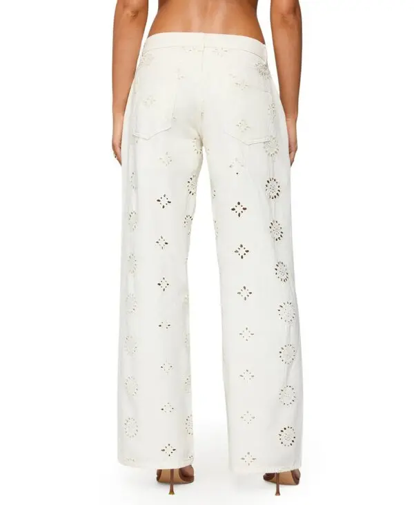 EDIKTED Eyelet Low Rise Wide Leg Jeans