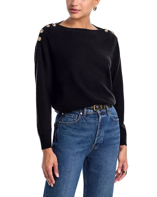 Bloomingdale'S Cashmere Boat Neck Sweater - Black