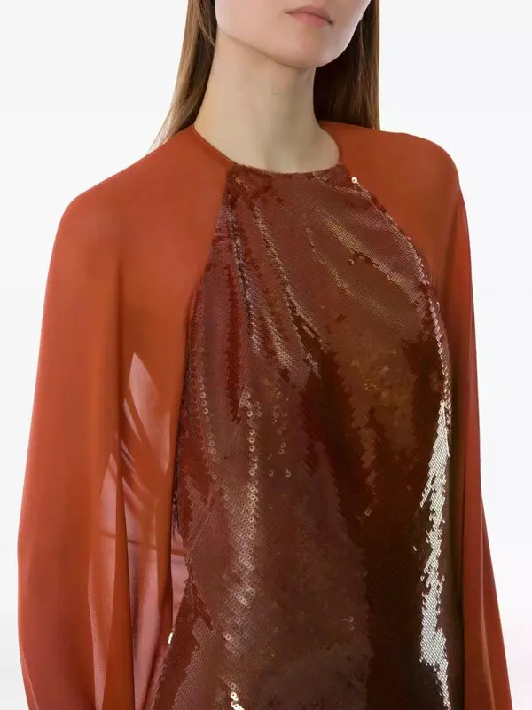 Alberta Ferretti Sequin Embellished Gown With Cape Detail