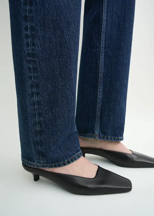 TOTEME Square Leather Kitten Mules