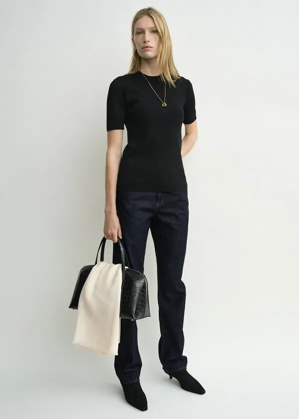 TOTEME Compact Knit Tee - Black