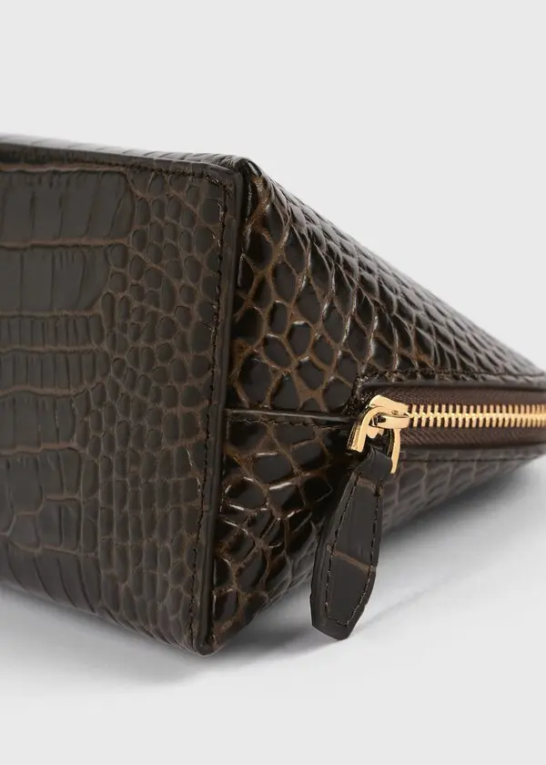 TOTÊME Small Croco-embossed Day Pouch - Dark Brown