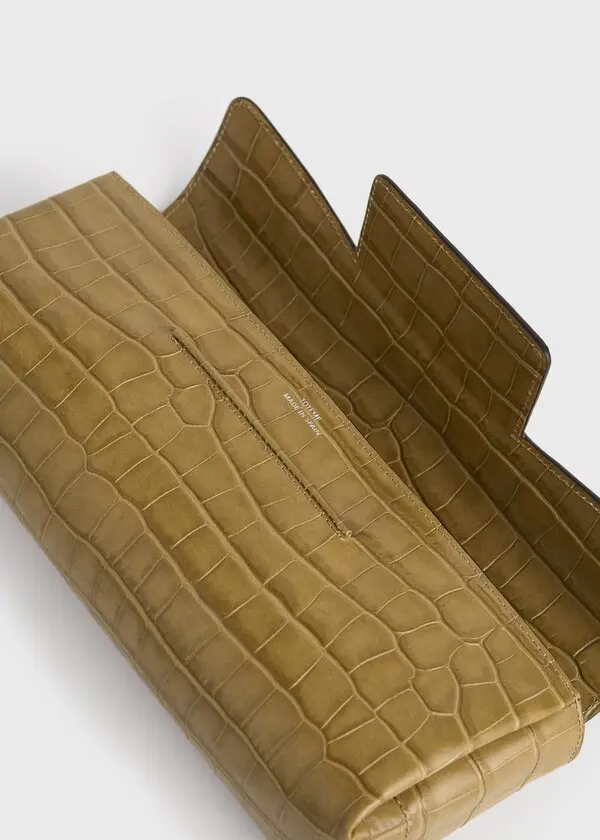 TOTEME Soft Croco-embossed T-clutch - Beige