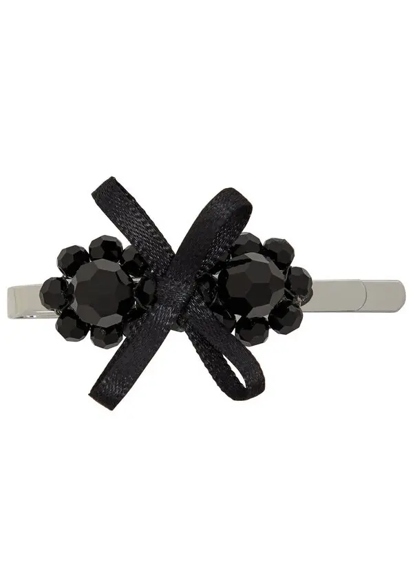 Simone Rocha Bow Flower Crystal-embellished Hair Clip - Black