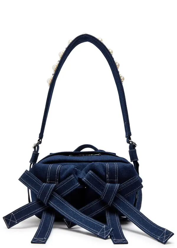 Simone Rocha Bow Embellished Denim Cross-body Bag
