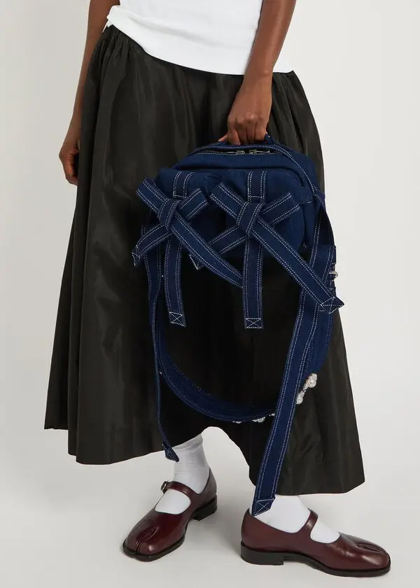 Simone Rocha Bow Embellished Denim Cross-body Bag