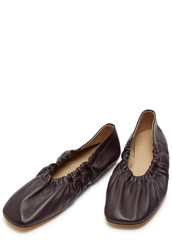 Le Monde Beryl Mica Gathered Leather Ballet Flats