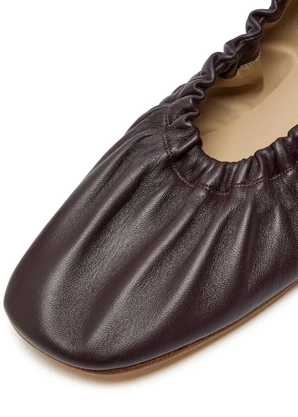 Le Monde Beryl Mica Gathered Leather Ballet Flats