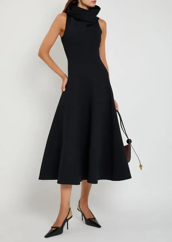 Jacquemus La Robe Triangle Crepe Midi Dress - Black