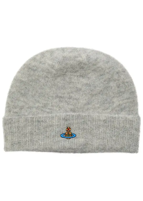 VIVIENNE WESTWOOD Logo-embroidered Alpaca-blend Beanie - Grey