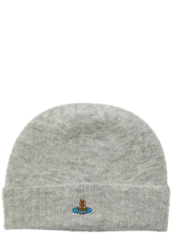 VIVIENNE WESTWOOD Logo-embroidered Alpaca-blend Beanie - Grey