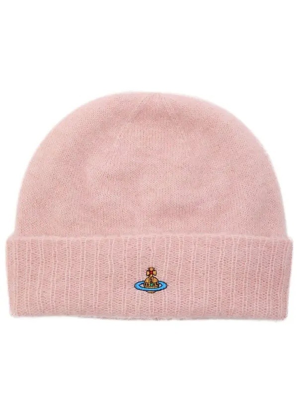 VIVIENNE WESTWOOD Logo-embroidered Alpaca-blend Beanie - Pink