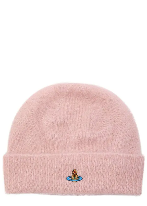 VIVIENNE WESTWOOD Logo-embroidered Alpaca-blend Beanie - Pink